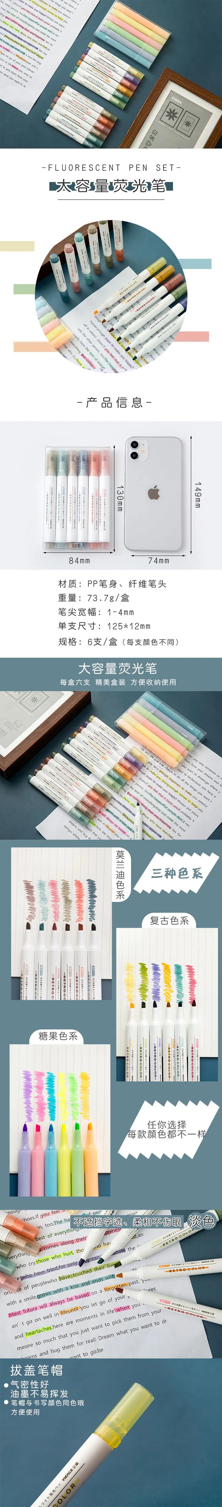 Stylo surligneur Jumbo rétro, couleur Pastel Fluo, 6-12-18 couleurs ...