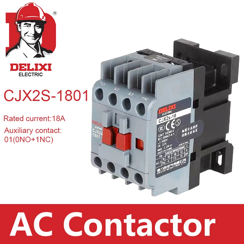 CJX2s-1801 AC Contactor DELIXI 18A 3 Poles NC Coil Voltage 24V 36V 110V 220V 380V 50Hz Din Rail ...