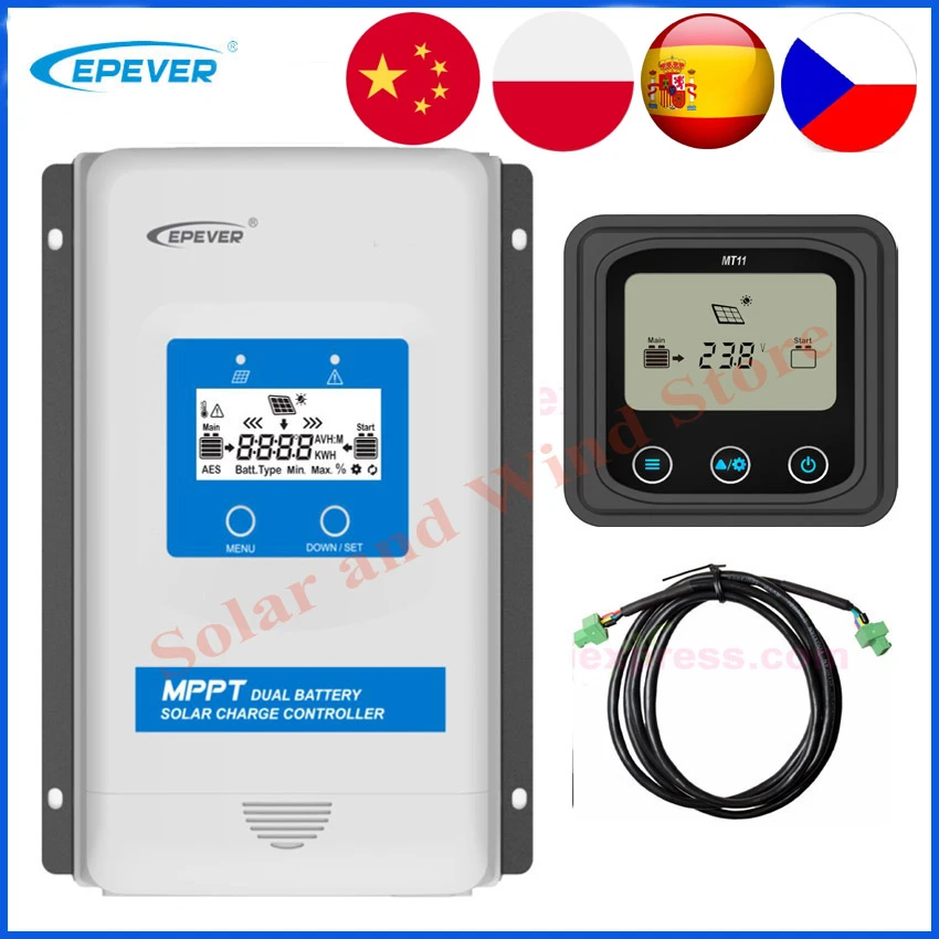 Epever Duoracer Mppt 10a 20a 30a Solar Charger And Discharger Controller 12v 24v Auto Dual ...