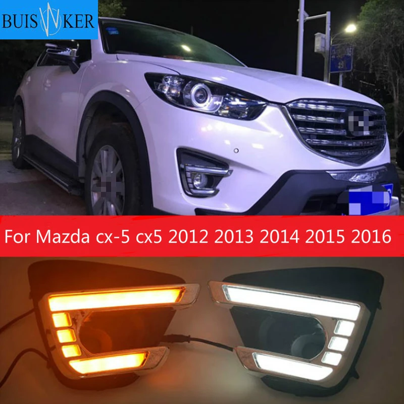 1pair Drl For Mazda Cx-5 Cx5 2012 2013 2014 2015 2016 Led Daytime Running Light Turn Signal ...