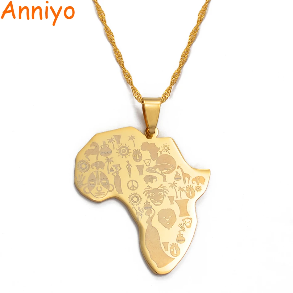 Africa Map Necklace Africa Map Pendant Necklace - Gold Plated Stainless ...