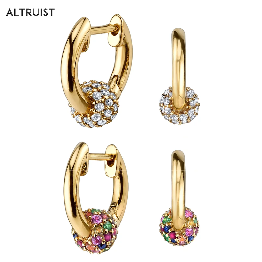 Altruist, 925 пробы, серебряная Сфера, 8 мм, Huggie, обручи, кристалл ...