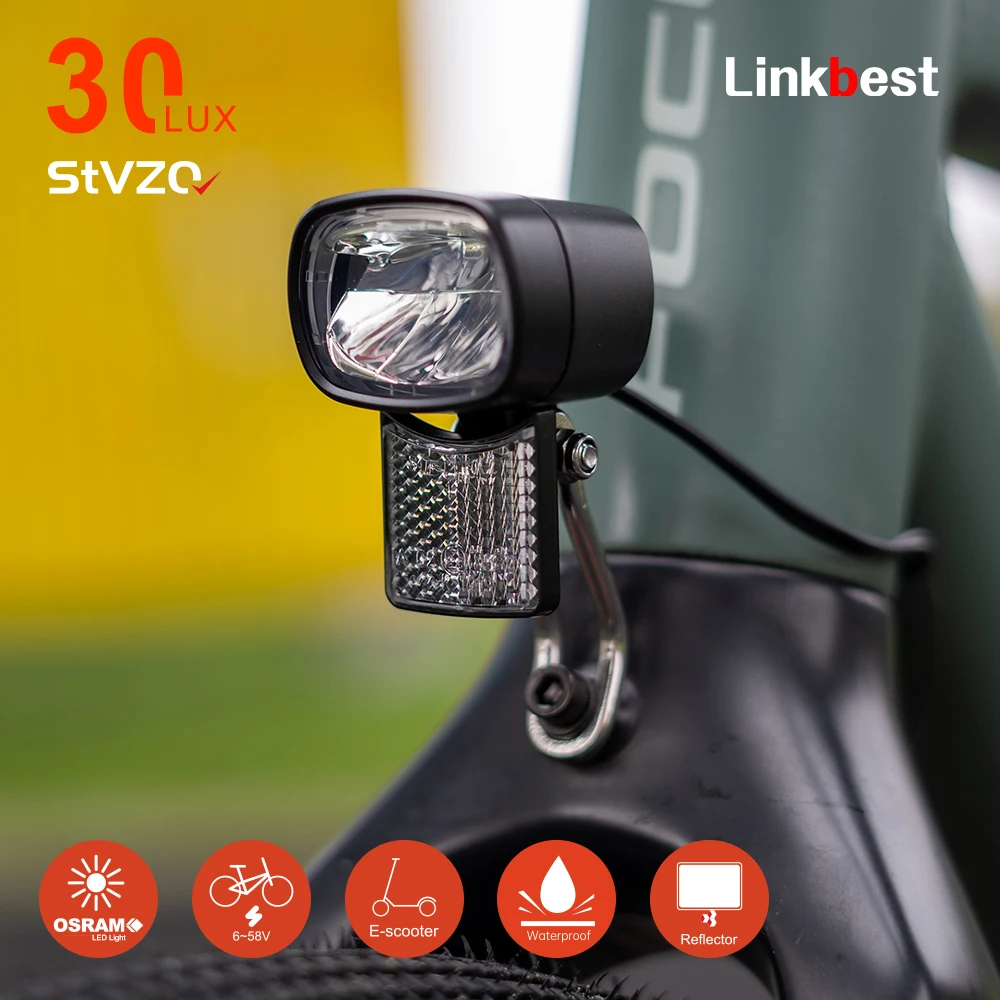 Linkbest-Bike-Light-30-Lux-Electric-Front-Headlight-Rainproof-Led-Front ...
