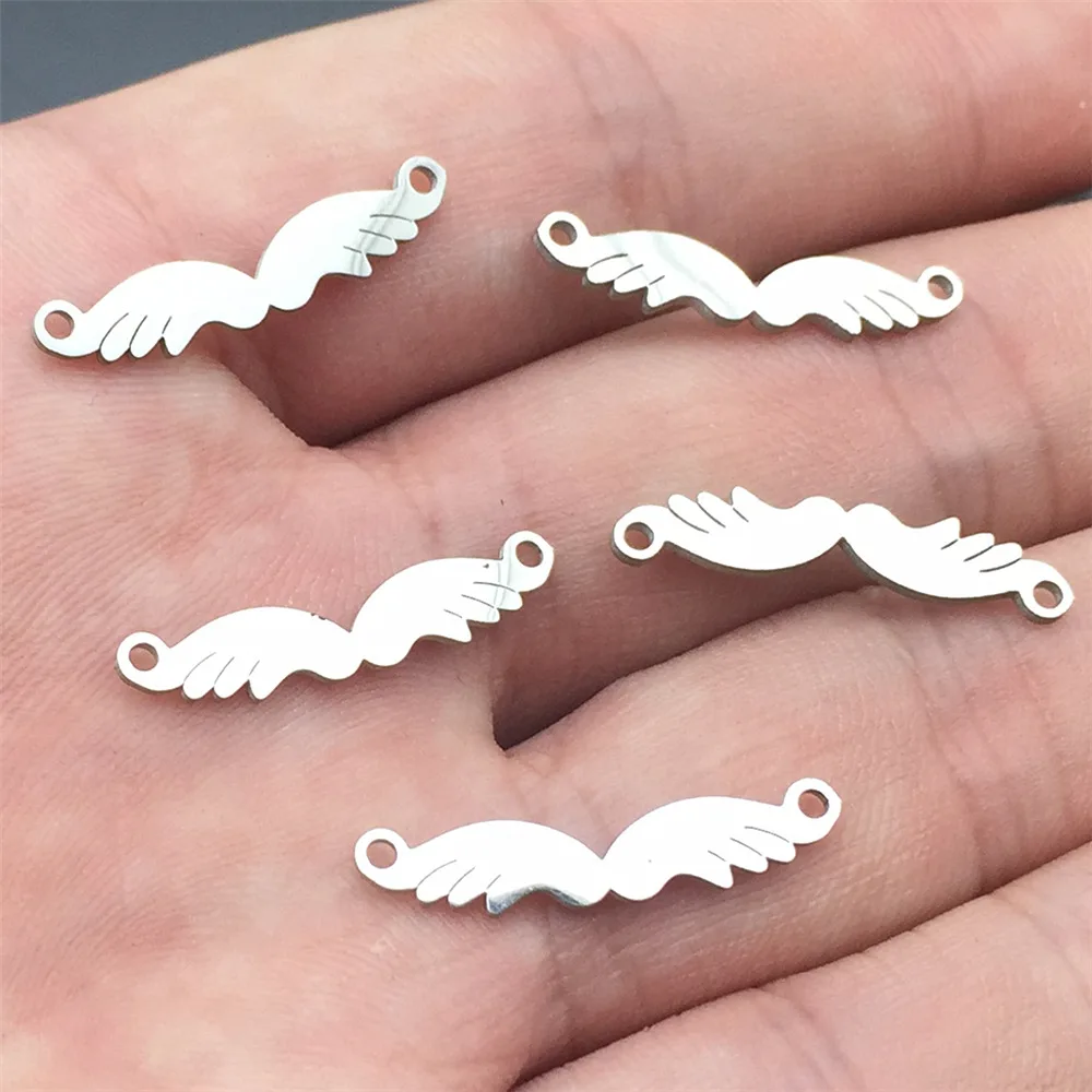 Angel-Wings-Stainless-Steel-Connectors-10pcs-Flying-Fairy-Feather-Charm ...
