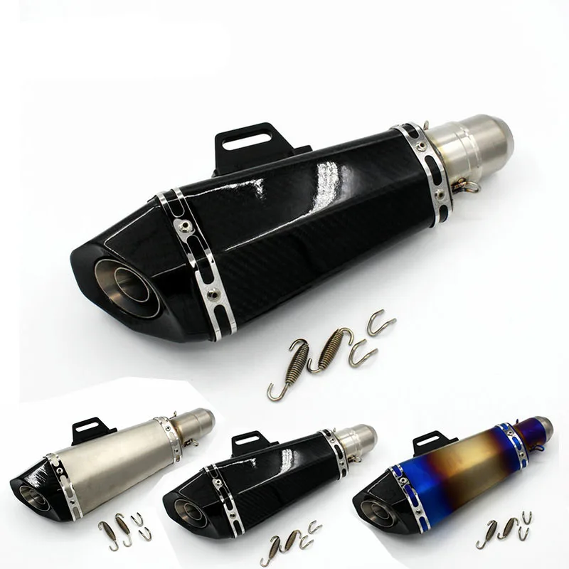51mm Universal Motorcycle Modified Blue Exhaust Pipe Muffler Escape For ...