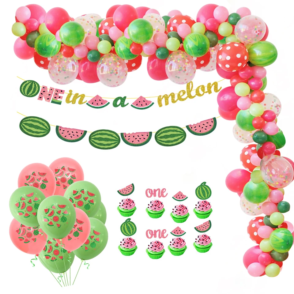 1Set-Watermelon-Party-Fruit-Balloon-Kit-Banner-Cake-Topper-Summer-Pool ...