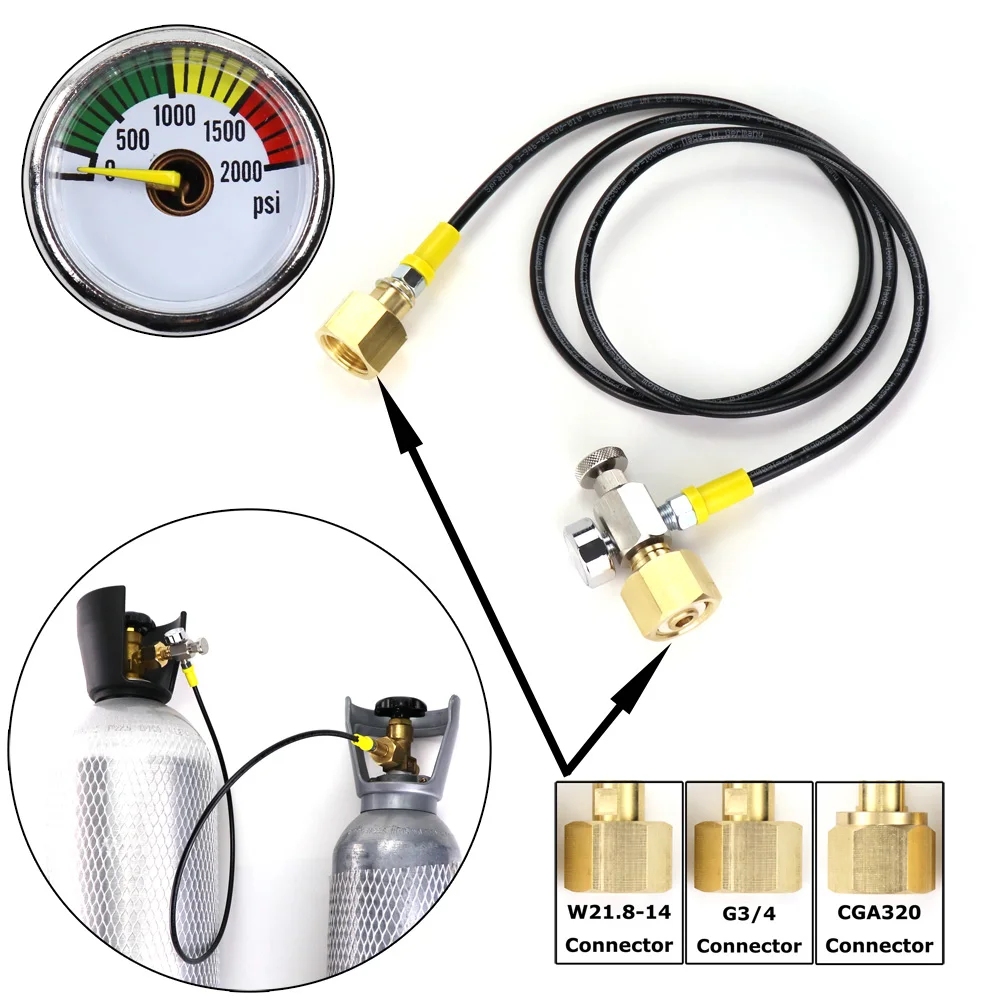 NEW CO2 Fill Refill Station Charging Adaptor With 50Inch (125CM) Hose ...