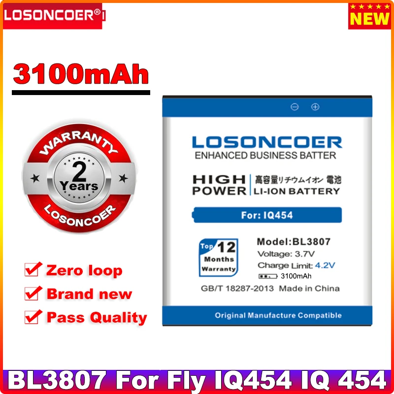 LOSONCOER 3100mAh BL3807 batería para Fly IQ454 IQ 454 BL 3807 baterías ...