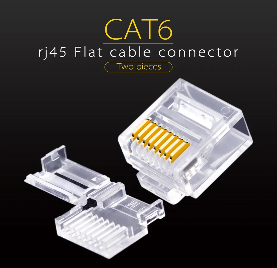 Cat6 Flat Plug Short Body with wire guide Flat Cable UTP network ...