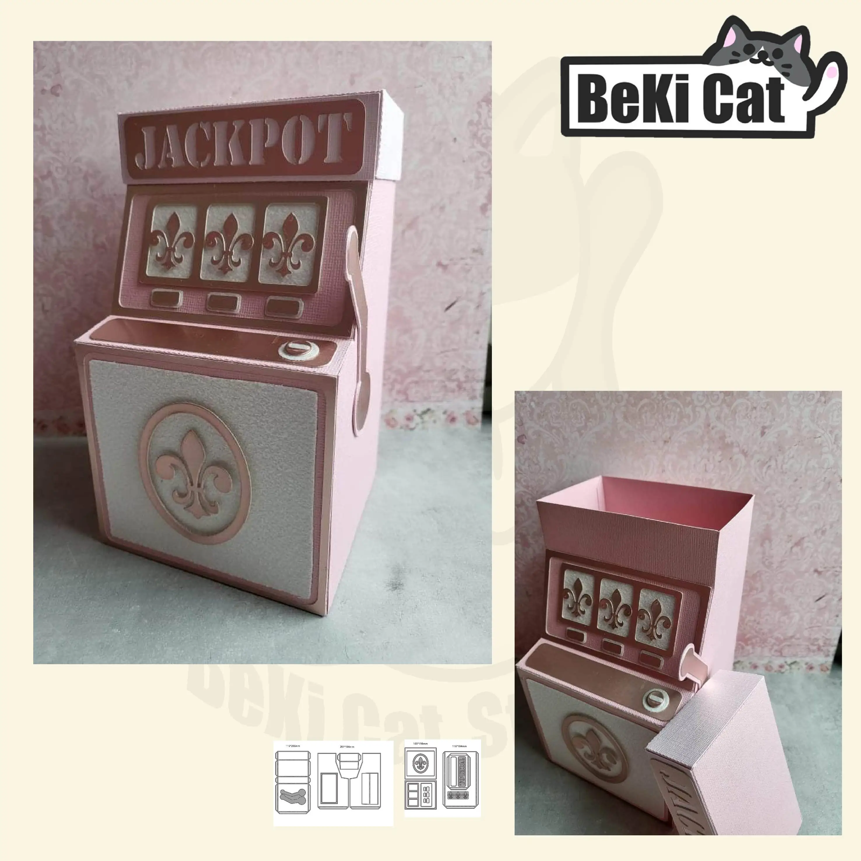 3d Slot Machine Gift Box Cutting Die File Original Stencils For Diy ...