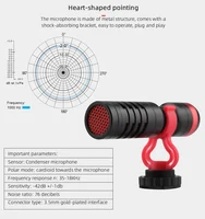 Wired Condenser Microphone Live Vlog Video Recording Windproof Mic For ...