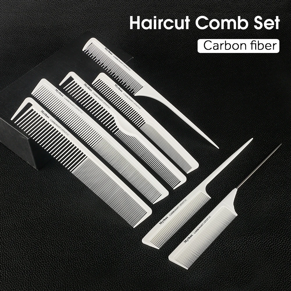 7pcs Hairdressing Carbon Comb Professional Hairdresser Cutting Comb ...