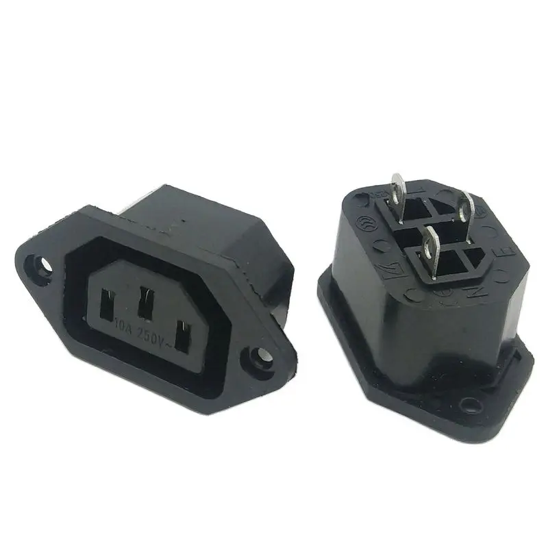 10A/250V AC power socket 3pin AC Female socket 10pcs/lot|Connectors ...