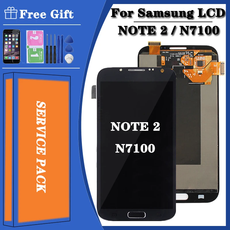 삼성 노트 2 N7105 용 슈퍼 아몰레드 LCD 디스플레이, 프레임 포함 터치 스크린, 노트 2 N7100 LCD 터치 스크린 ...