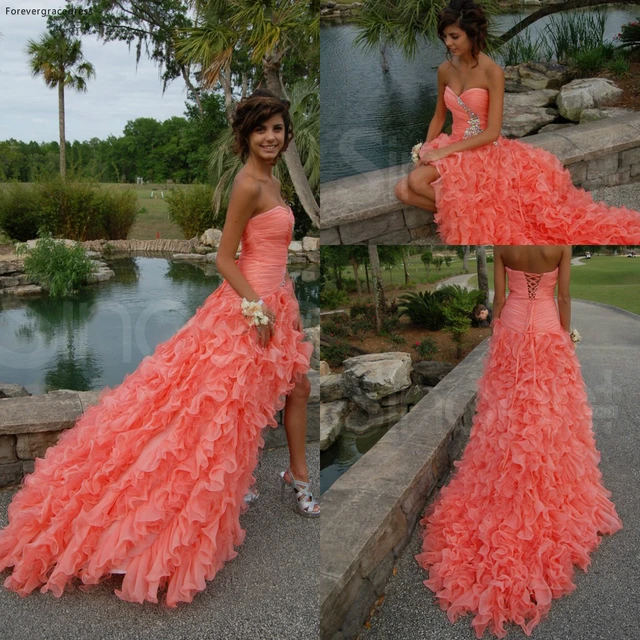 Coral High Low Prom Dresses