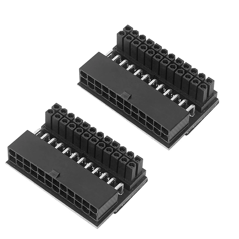 2Pcs ATX 24Pin 90 Degree 24 Pin to 24Pin Power Plug Adapter Motherboard ...