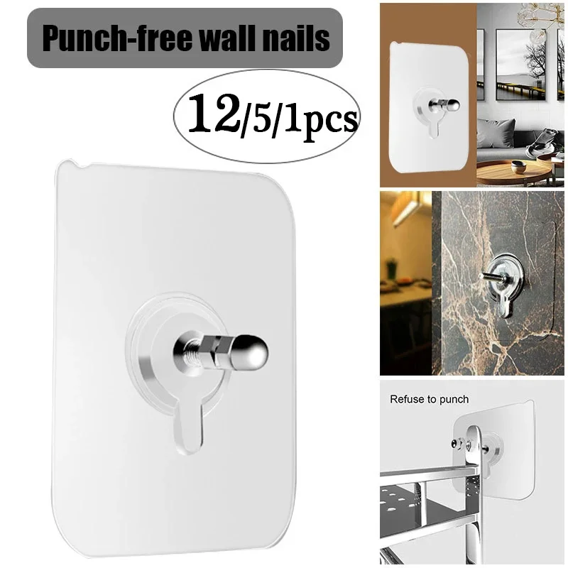 12/5/1pcs Punch Free Screws Hanger Non Marking Screw Sticker Wall ...