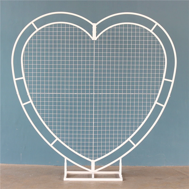 Heart Shaped Wedding Props Wrought Iron Grid Arch Artificial Flower ...