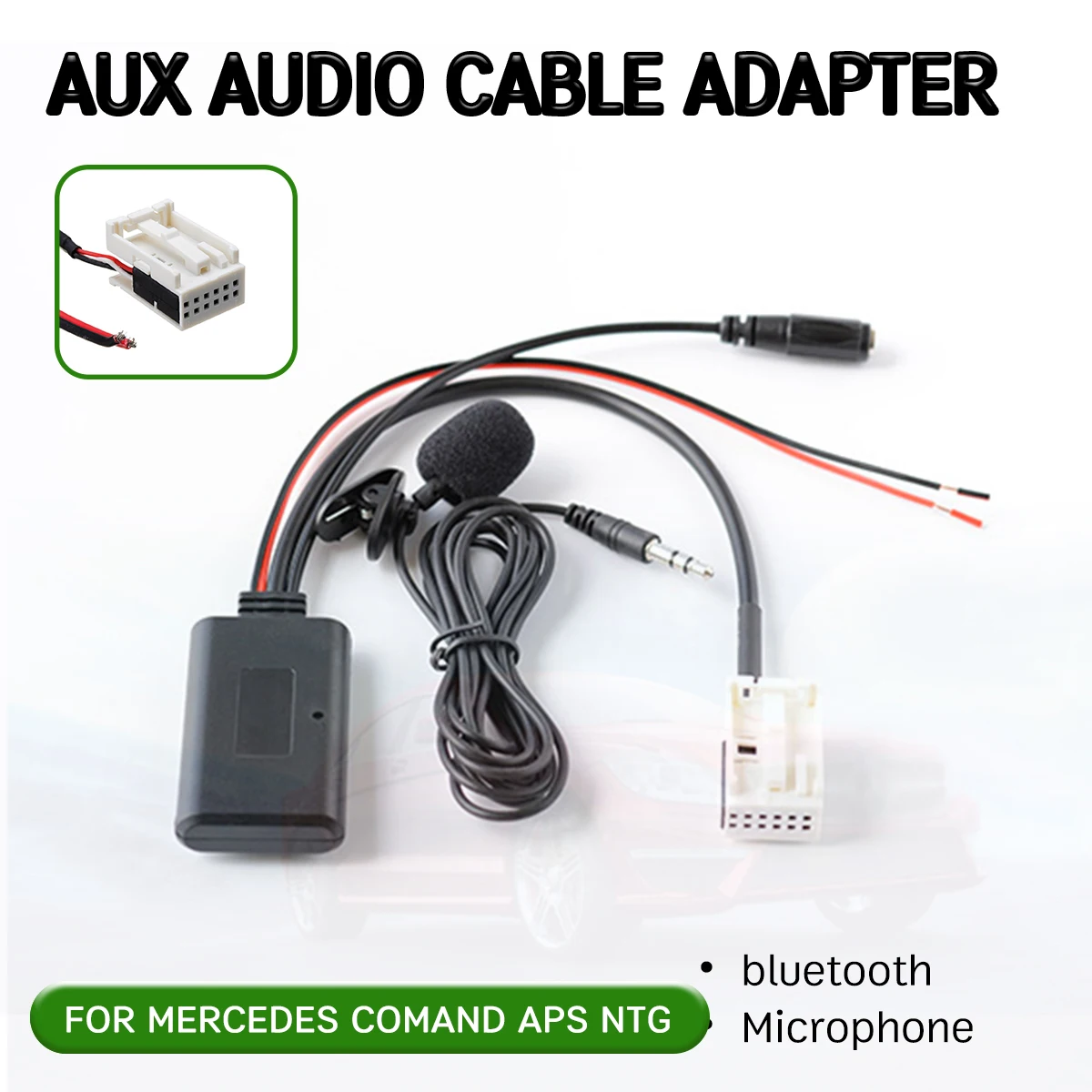 Bluetooth Aux Receiver Cable Adapter With Microphone For Mercedes For ...