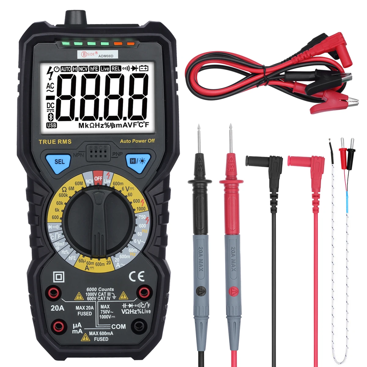 BSIDE True RMS Digital Multimeter profession DC AC Auto Range/Manual ...