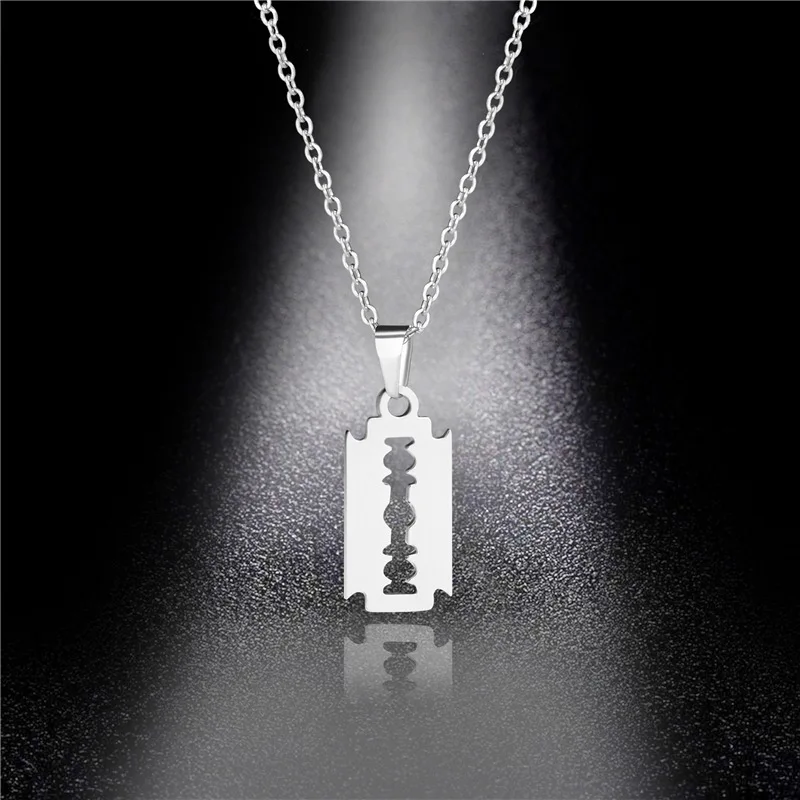 Stainless Steel Minimalist Jewelry Razor Blades Necklace Cool Shaver ...