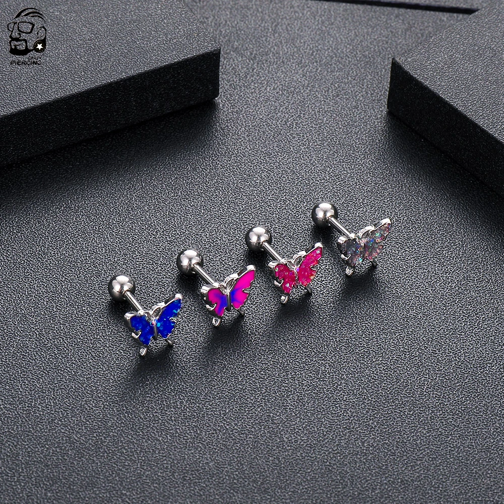 ANNEAU DE PIERCING,AB-1 piece--Boucles'oreilles en forme de papillon ...
