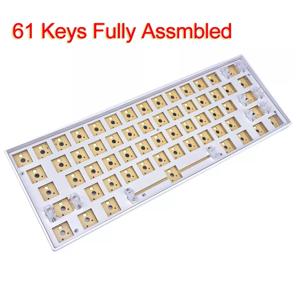 61 Keys DIY Mechanical Keyboard Kit Welding Plate Type-C Wired White ...