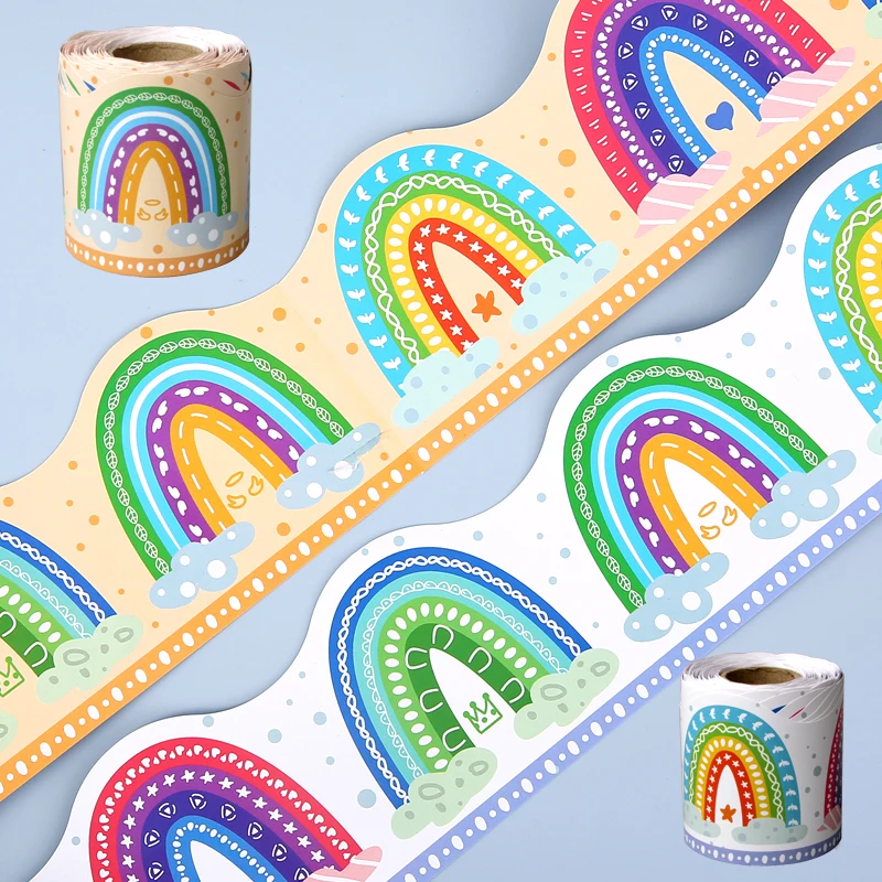 Rainbow-Bulletin-Board-Border-16m-Paper-Two-Sided-Border-Trim-for ...