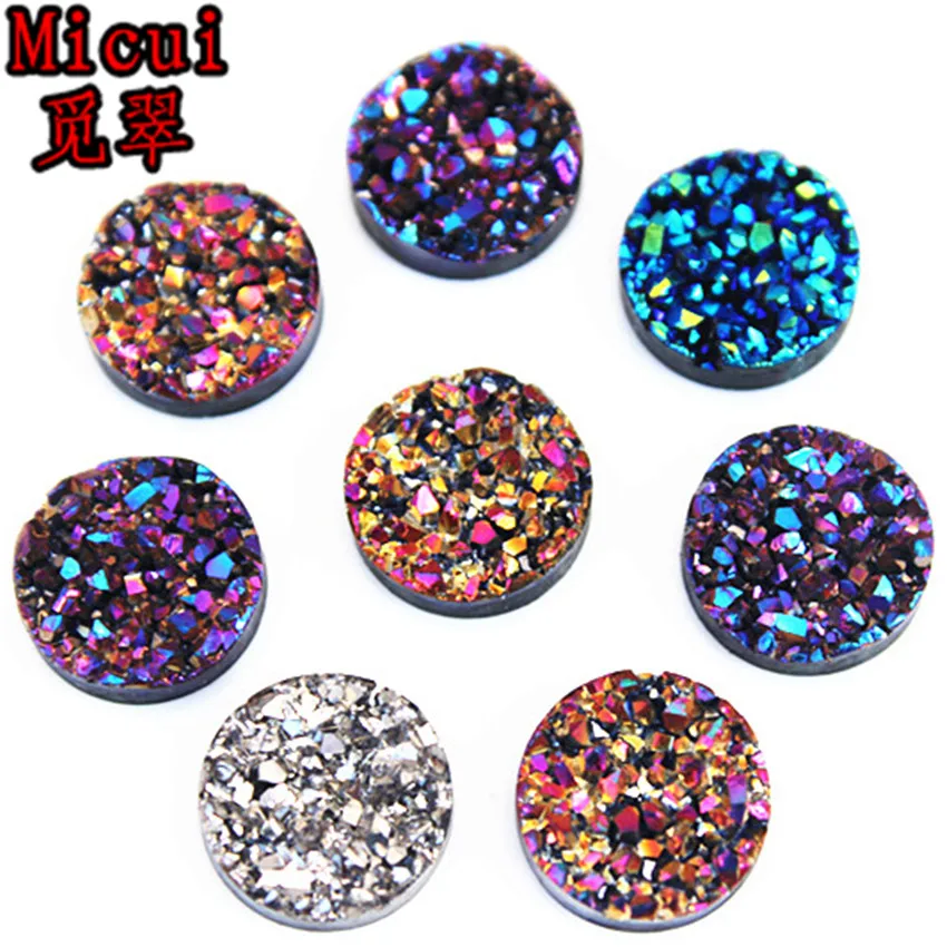 60PCS-12mm-Round-AB-Resin-Bling-Irregularity-Surface-Ore-Crystal ...
