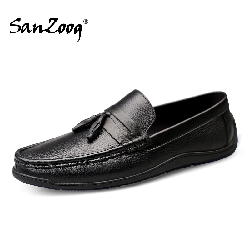 Sanzoog Genuine Leather Slip On Men's Loafers Casual Shoes Men ...
