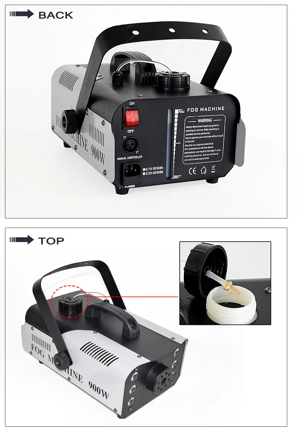 900W DMX Fog Machine With RGB Lyre Wash Light Remote Smoke Machine For ...