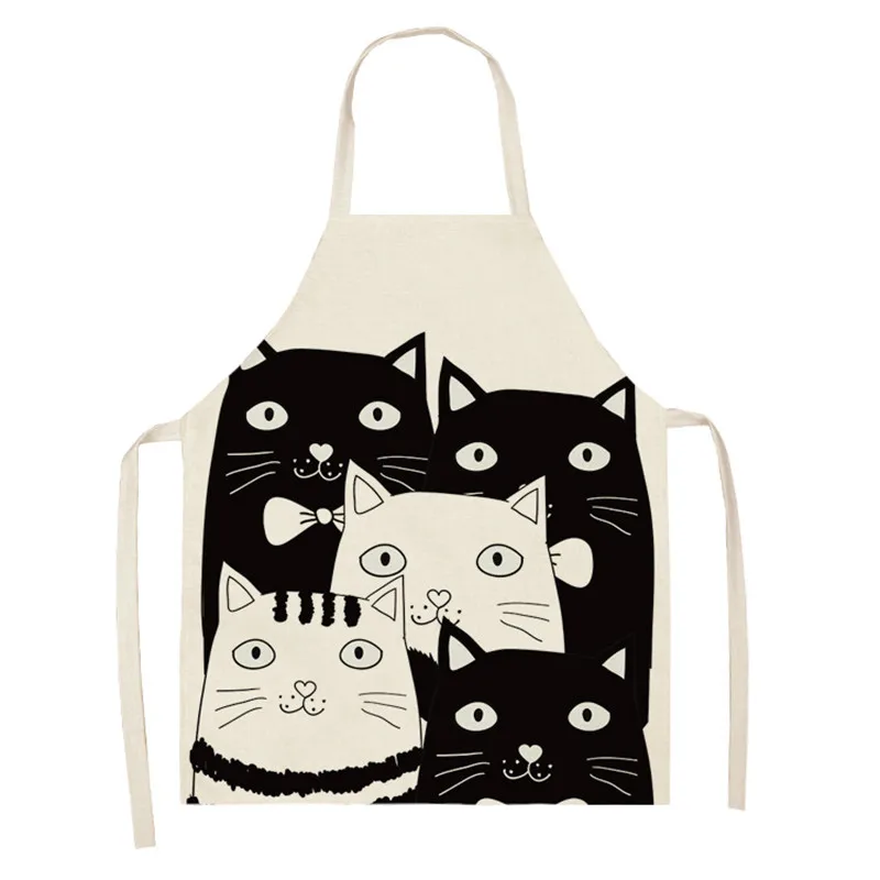Cute Cat Pattern Kitchen Aprons Women Adult Kids Black White Cartoon ...