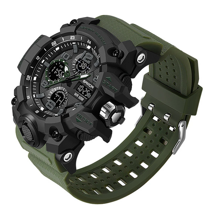 Men's Luxury Dual Display Quartz Sports Watches Multi-function ...