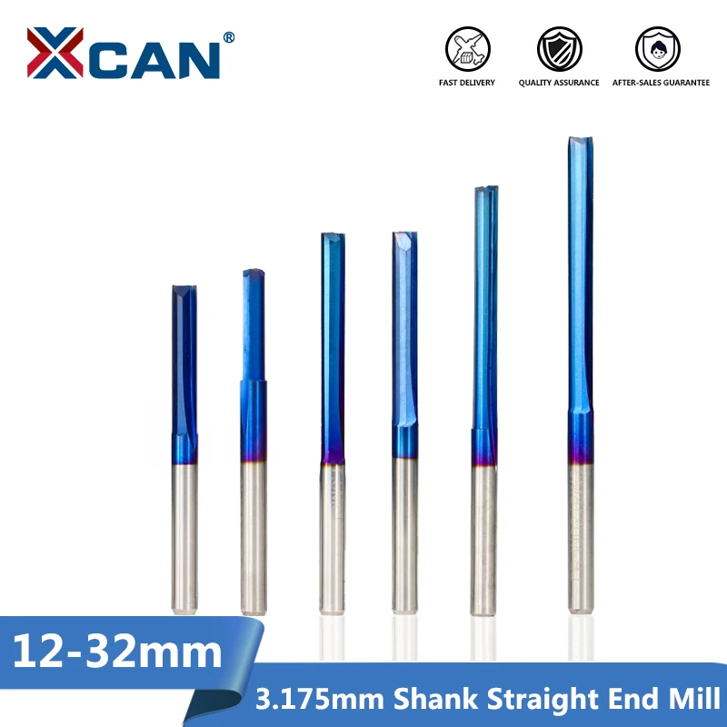 Xcan Straight Milling Cutter 10pcs 3.175 Shank 2 Flute Carbide End Mill ...