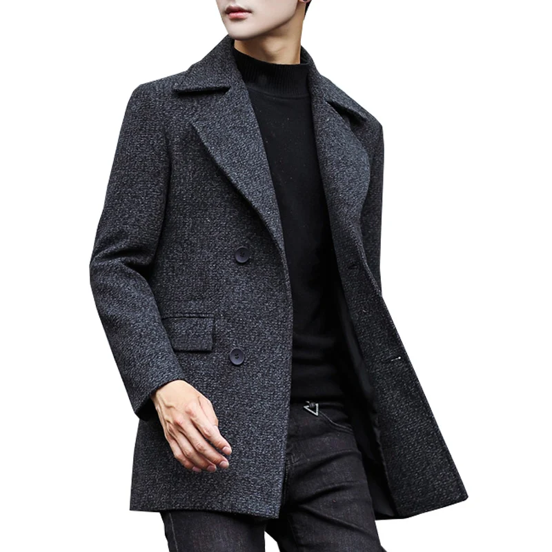 Winter Wool Coat Men Wool & Blends Thick Woolen Coats Casual Fashion ...
