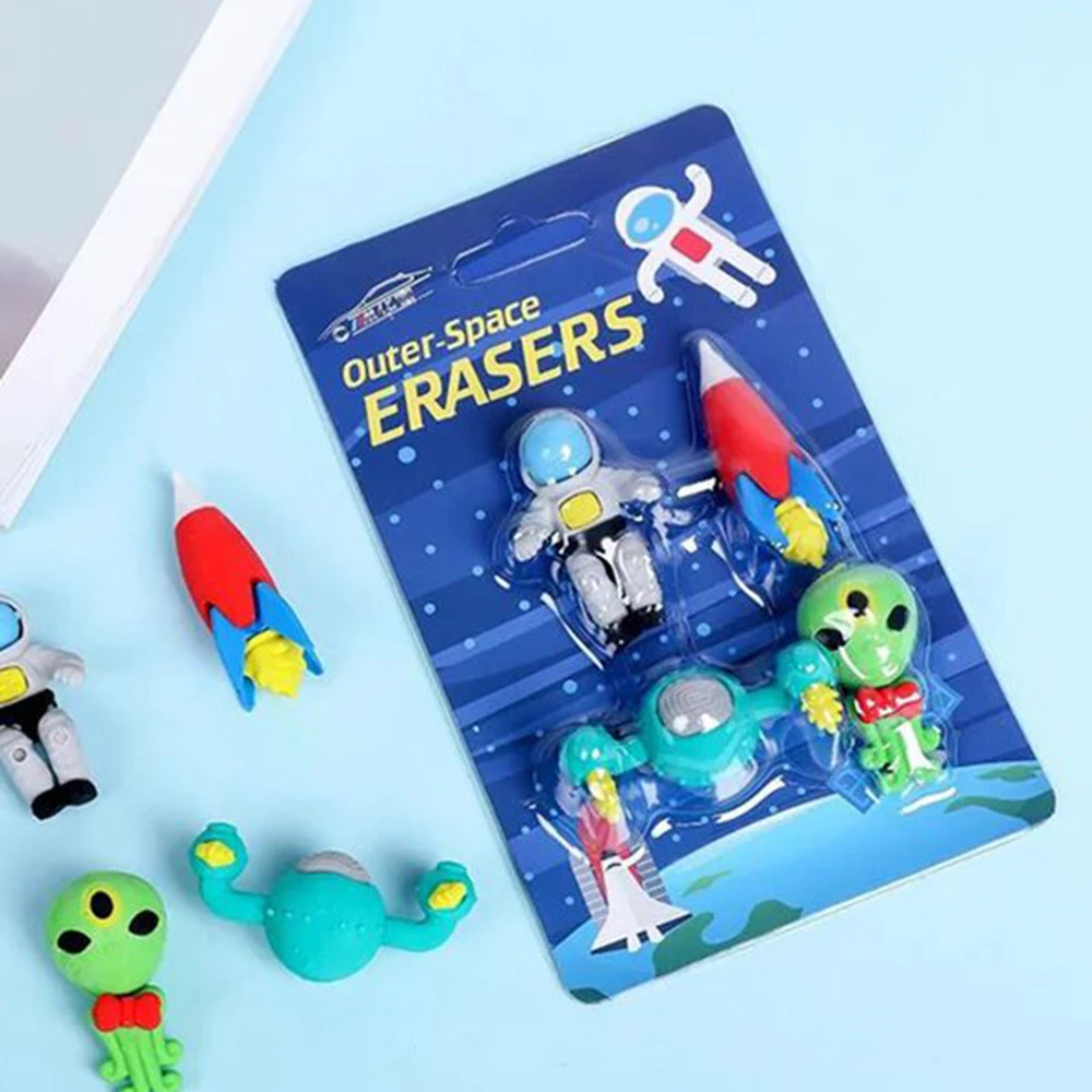 Kawaii Boy Flying Saucer/Alien/Spaceship Shape Stationery Rubber Eraser ...