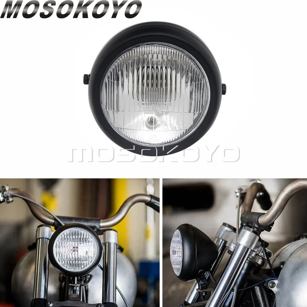 Universal Motorcycle Headlight Lampshade Retro Halogen Front Light For ...