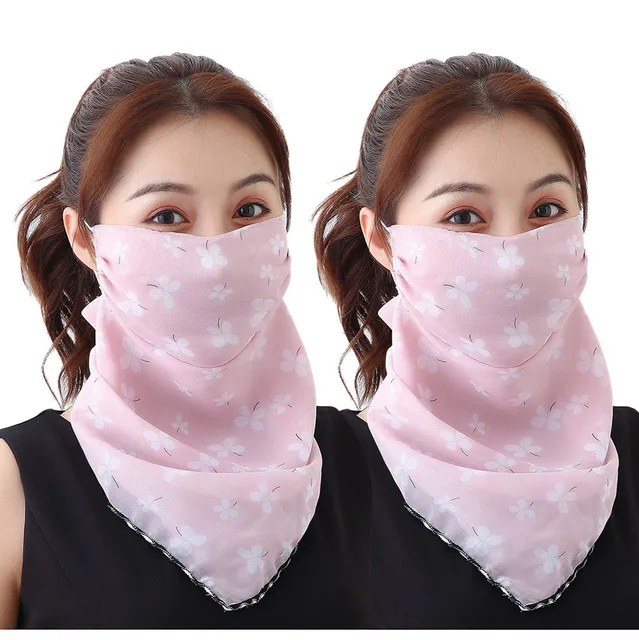Sun Protection Mask Scarf Silk Neck Scarf （2Pcs） - Worth Buy Store