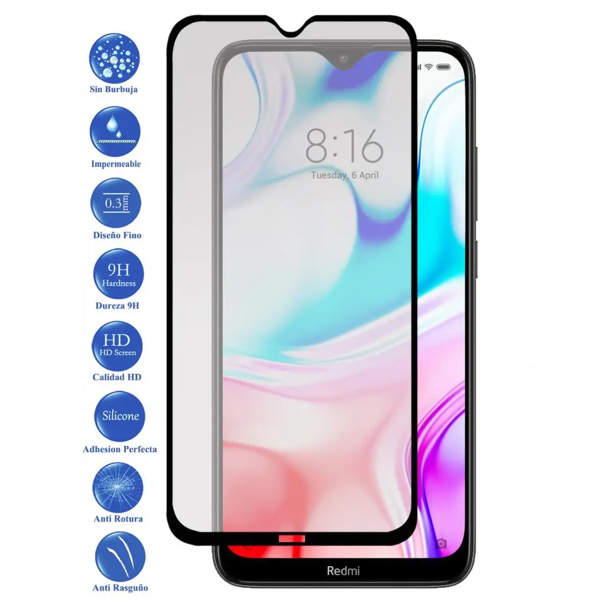 Xiaomi-Redmi-Note-8-Pro-black-tempered-glass-9H-screen-Protector-for ...