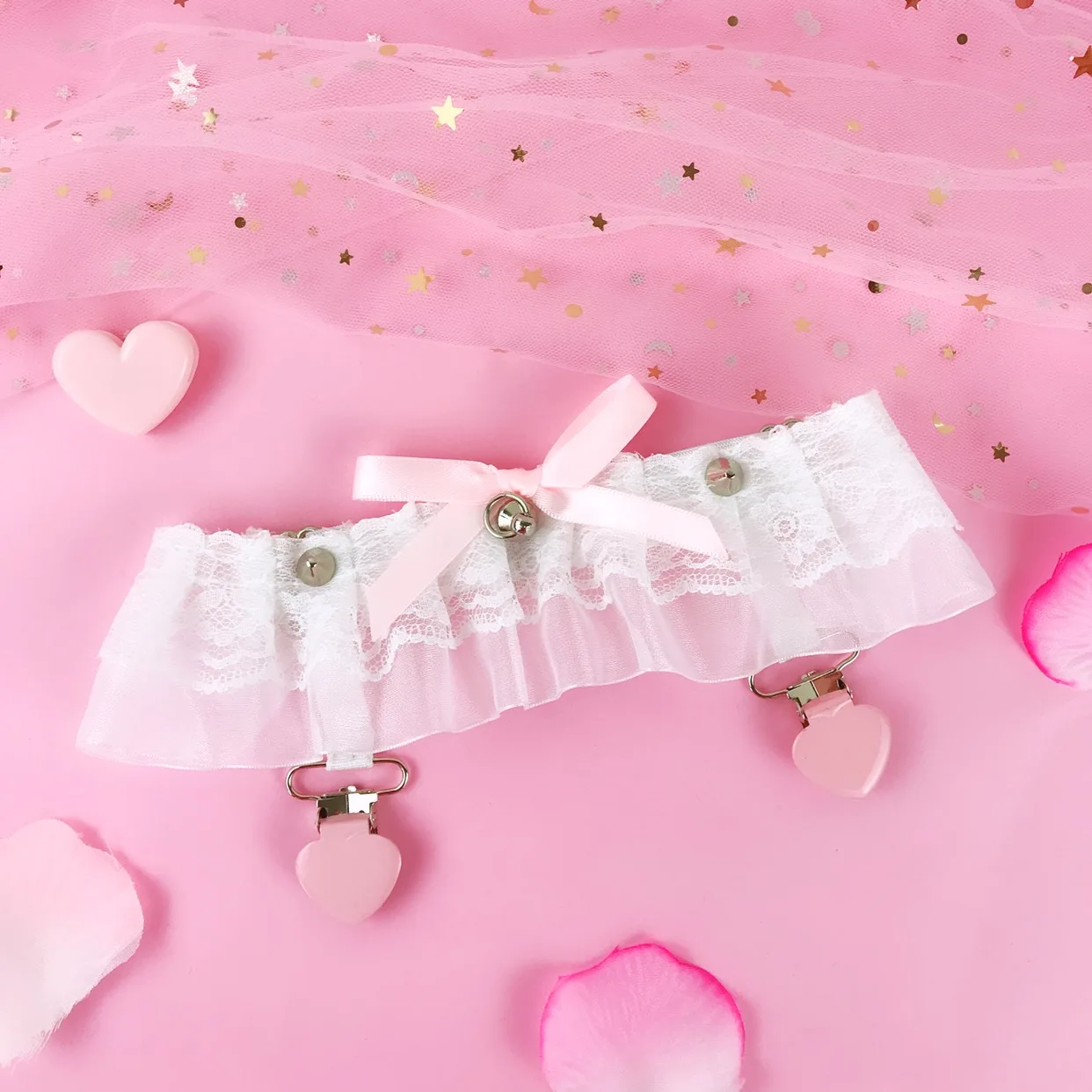 Ensemble,Jarretelles Lolita Rose en Forme de Cœur pour Fille Japonaise ...