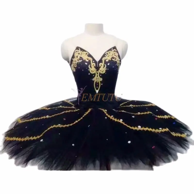 Swan Lake Professional Ballet Costumes Black Gold Women Classical ...