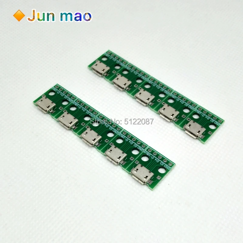 10pcs Micro Usb To Dip Adapter 5pin Female Connector B Type Pcb ...