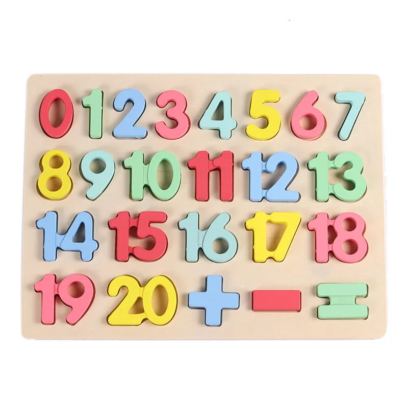 3D Shapes Wood Jigsaw Toy Kids Wooden Learning Letter Digital Geometry ...