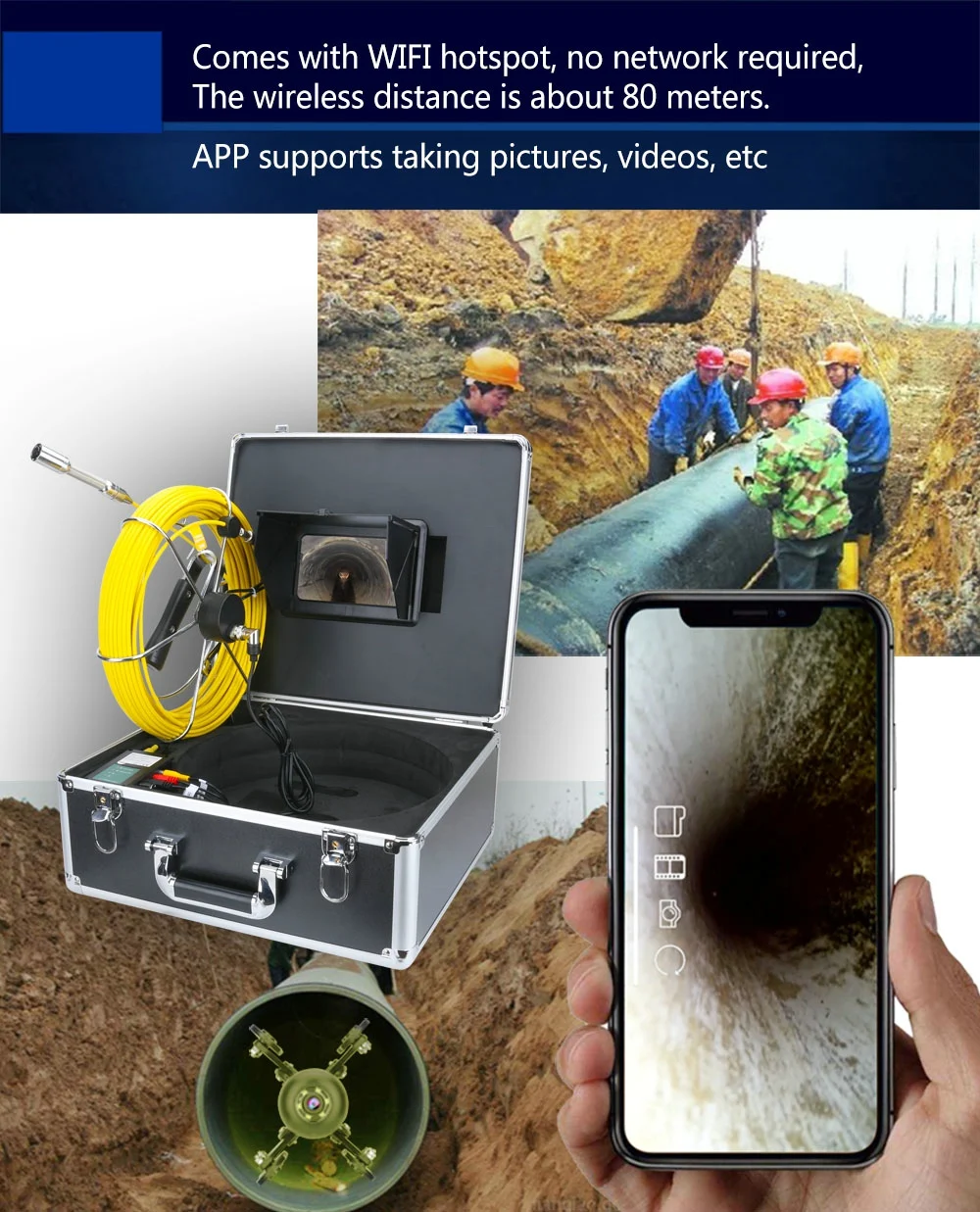 20M-30M-50M-7inch-HD1080P-Drain-Sewer-Pipeline-Industrial-Endoscope ...