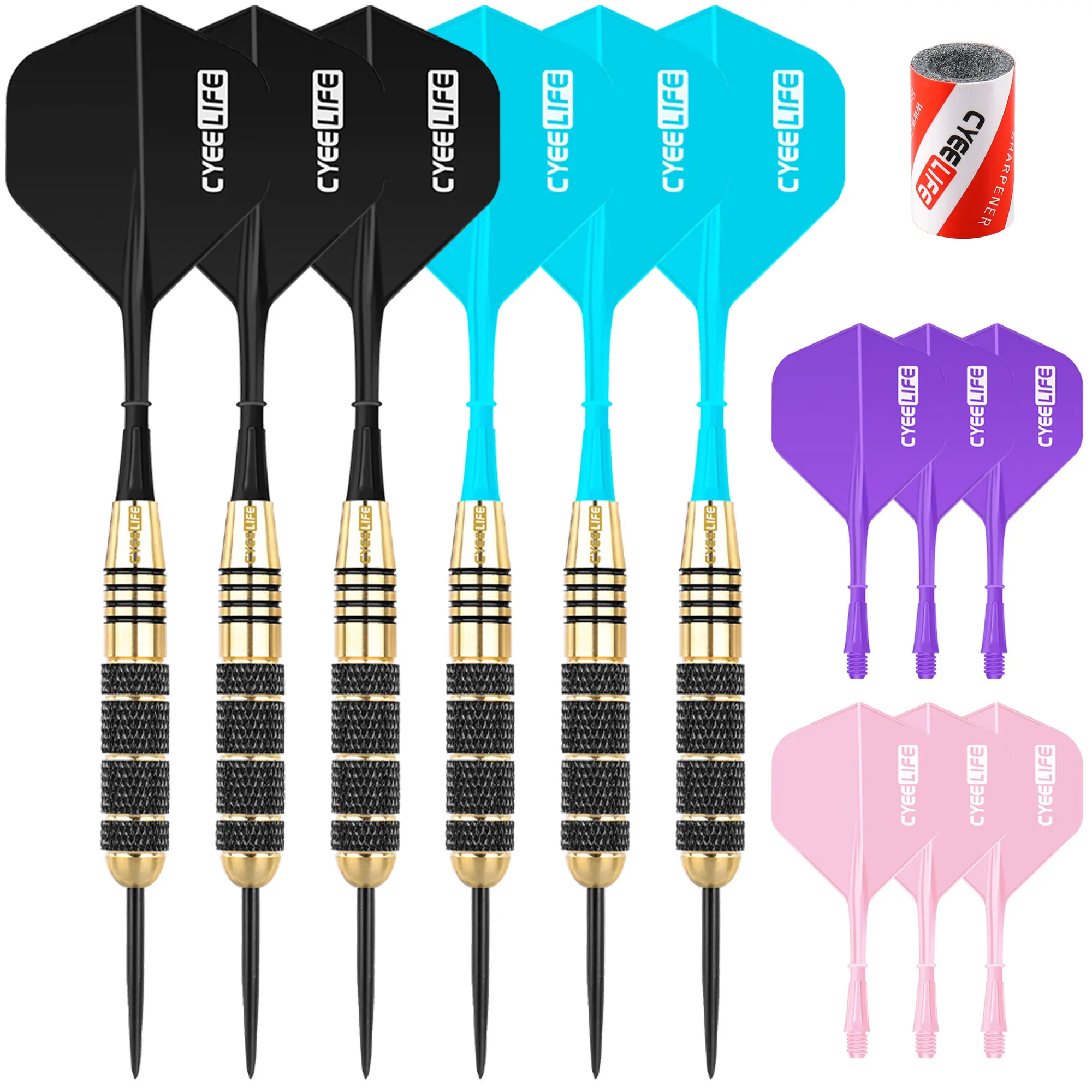 CyeeLife 18/22g Steel tip darts set Professional With One piece Flights ...