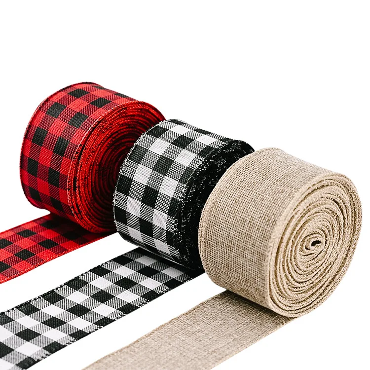 Coffret de décoration,Rubans de noël à carreaux rouges et noirs,2m ...