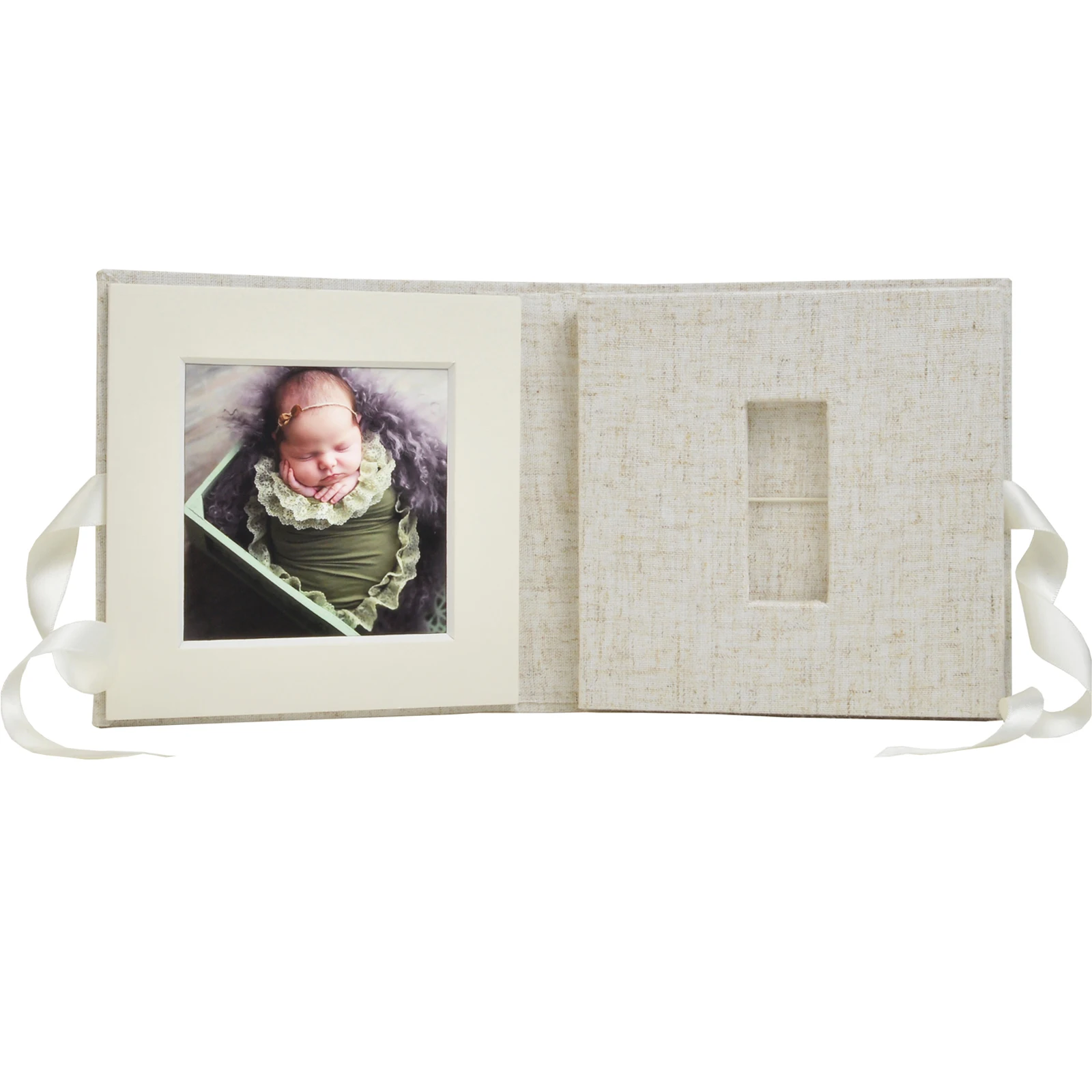Custom Logo Linen USB boxes with photo frame - Personalized Flash Drive ...
