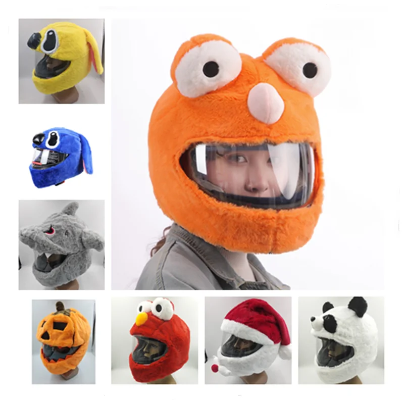 Motorcycle Helmet Hat Plush Head Cover Christmas Cap Funny Personalized ...