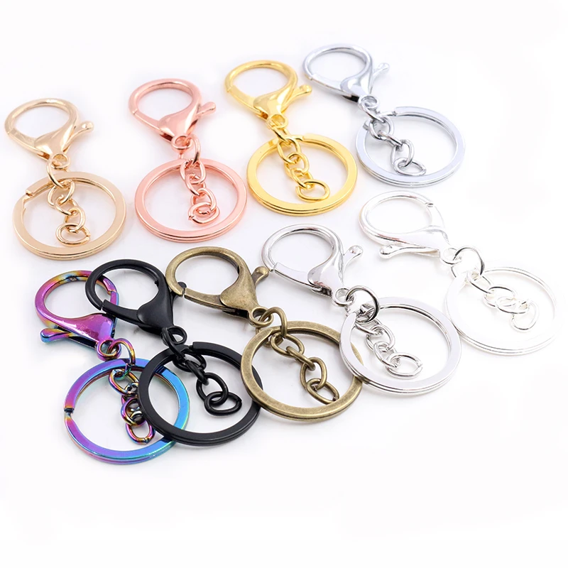 5pcs/lot 30mm Chain Key Ring Long 70mm Popular classic 8 Colors Plated ...