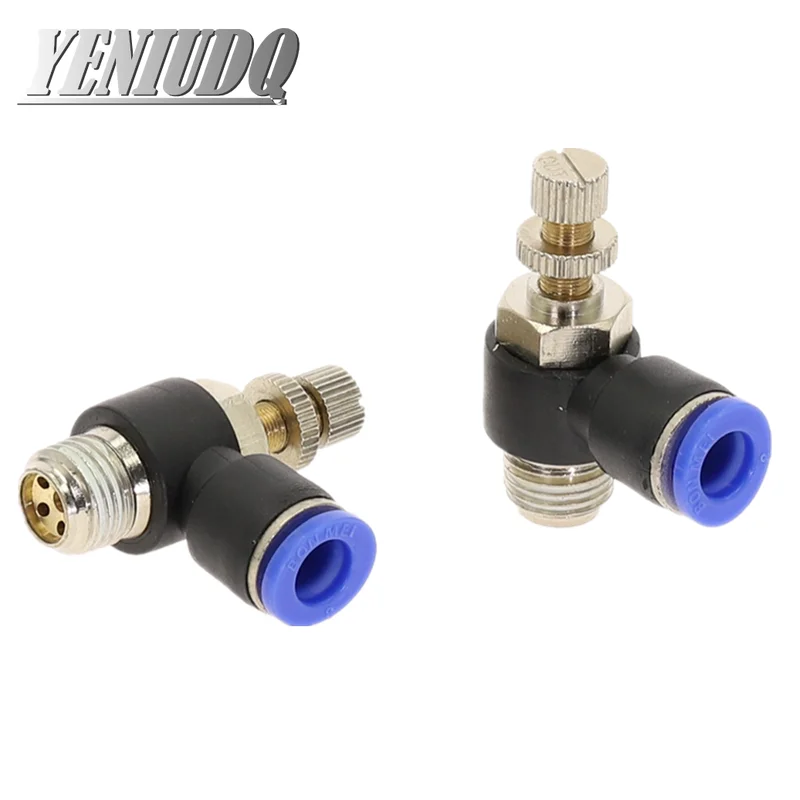 SL" Pneumatic Speed Flow Controller L type 4 12mm OD Hose Tube 1/8" 1/4 ...